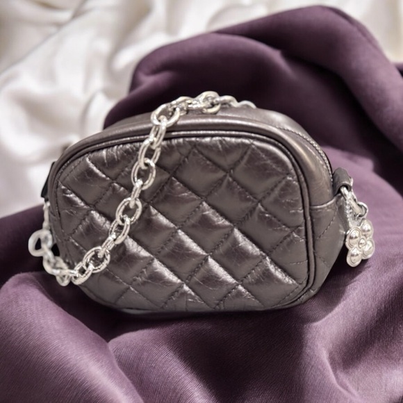 Brighton | Bags | Brighton Pewter Leather Quilted Mini Bag | Poshmark
